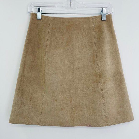 Aritzia | Skirts | Aritzia Babaton Faux Vegan Suede Leather Mini Skirt Tan Size 2 | Poshmark